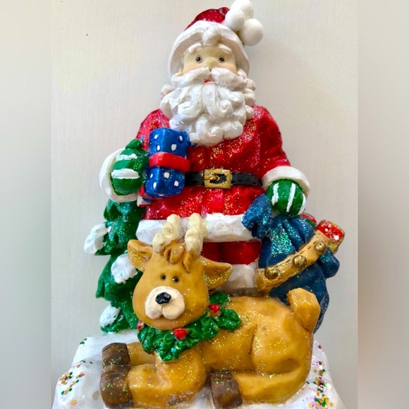 Holiday | Mantle Top Stocking Holder Santa Clause Reindeer Iron Base ...